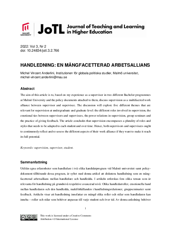 (PDF) Handledning: en mångfacetterad arbetsallians