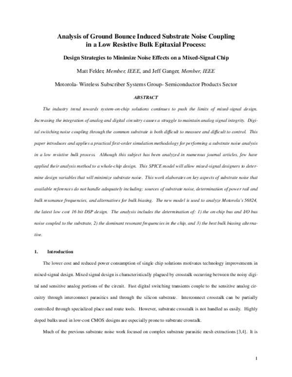 (PDF) Analysis of ground-bounce induced substrate noise coupling in a low resistive bulk ...