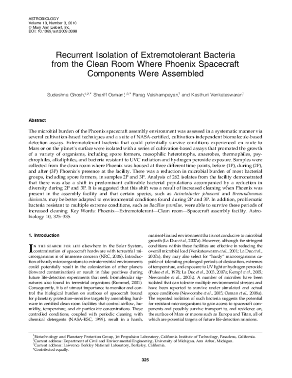 (PDF) Recurrent Isolation of Extremotolerant Bacteria from the Clean ...