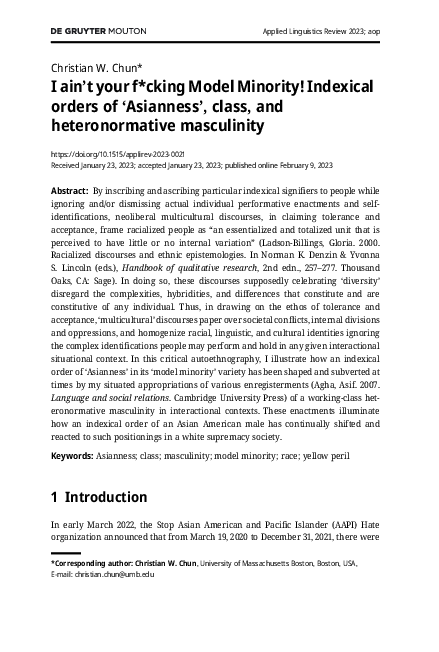 (PDF) I ain't your f*cking Model Minority! Indexical orders of ...