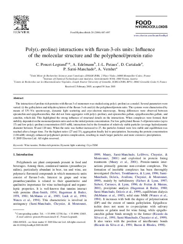 (PDF) Poly(l-proline) interactions with flavan-3-ols units: Influence ...