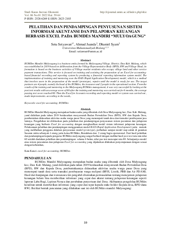 (PDF) Pelatihan Dan Pendampingan Penyusunan Sistem Informasi Akuntansi Dan Pelaporan Keuangan ...