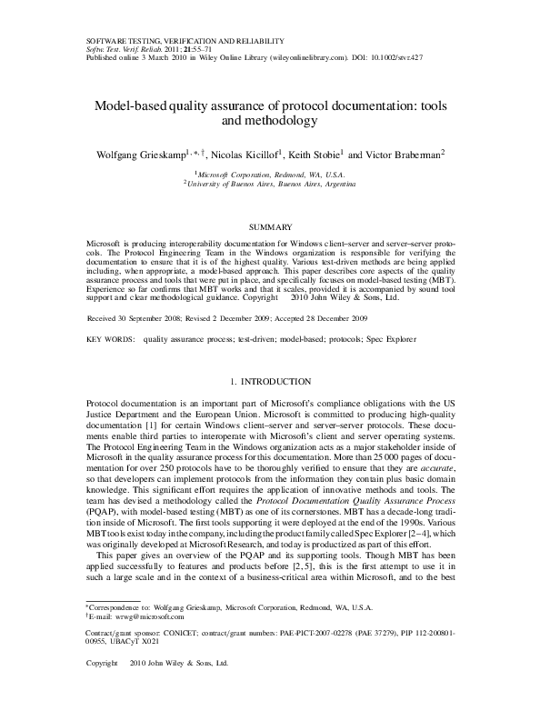 Pdf Model Based Quality Assurance Of Protocol Documentation Tools And Methodology