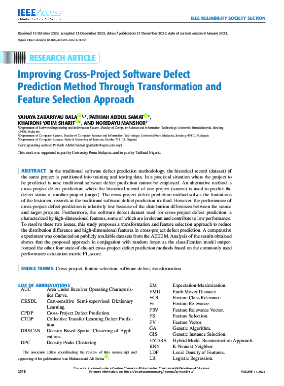 Pdf Improving Cross Project Software Defect Prediction Method Through Transformation And