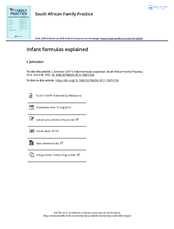 (PDF) Infant formulas explained