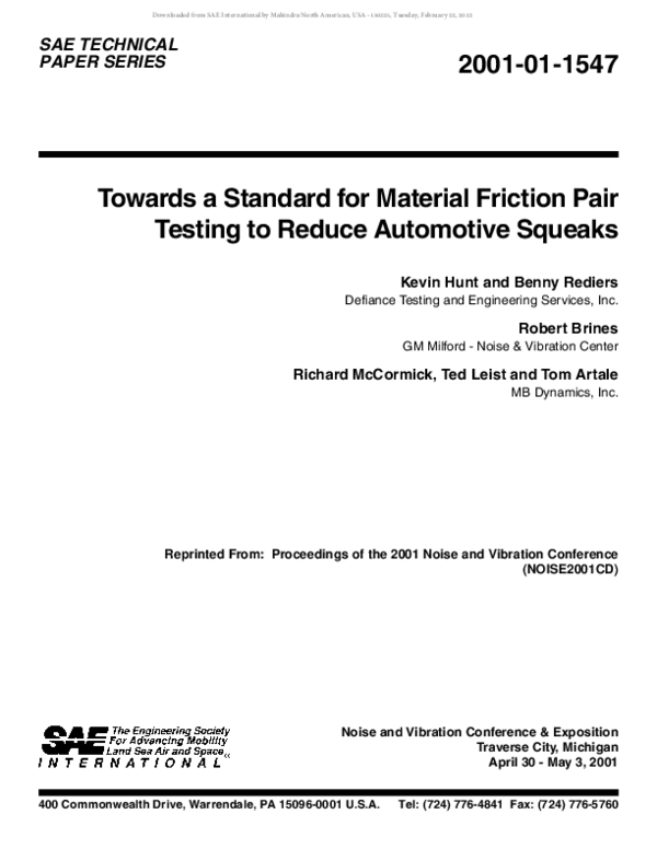 (PDF) Towards a Standard for Material Friction Pair Testing to Reduce ...