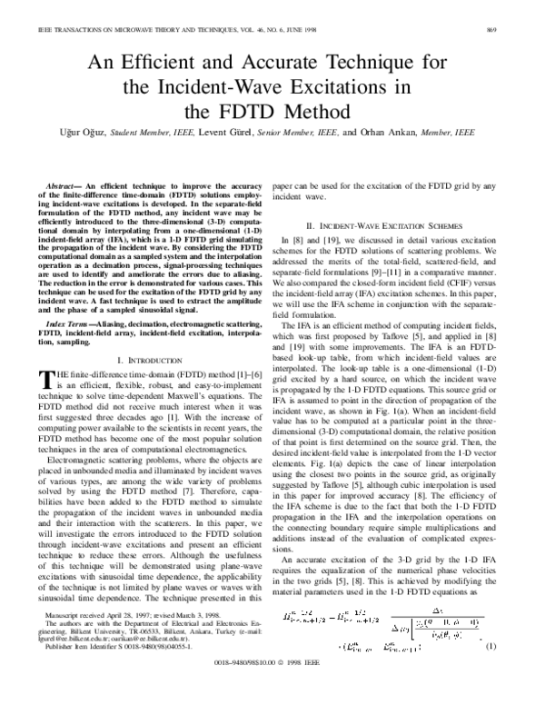 (PDF) An efficient and accurate technique for the incident-wave excitations in the FDTD method ...