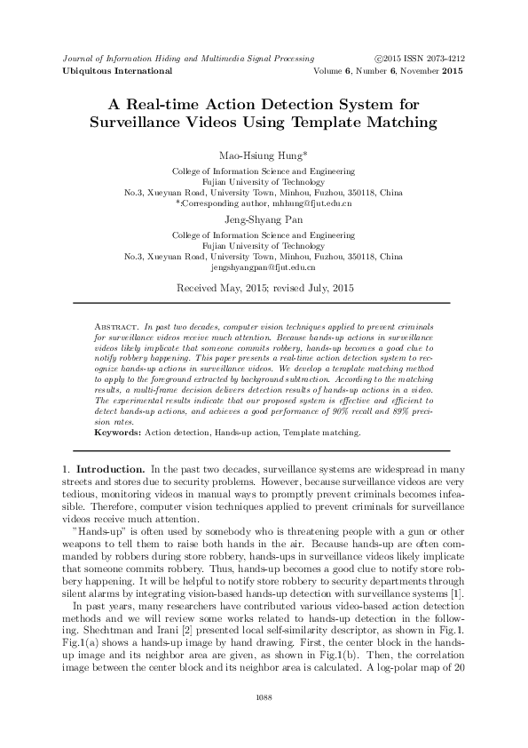 Pdf A Real Time Action Detection System For Surveillance Videos Using