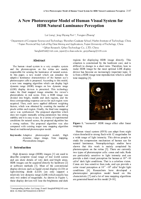 (PDF) A New Photoreceptor Model of Human Visual System for HDR Natural ...