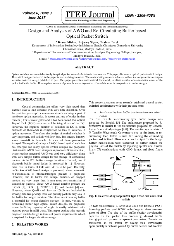 (PDF) Design and Analysis of AWG and ReCirculating Buffer based Optical Packet Switch