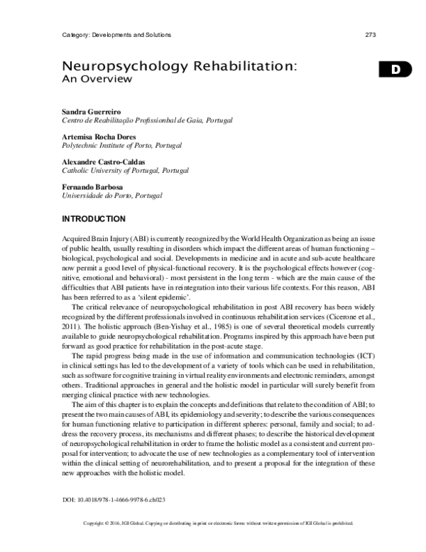 (PDF) Neuropsychology Rehabilitation