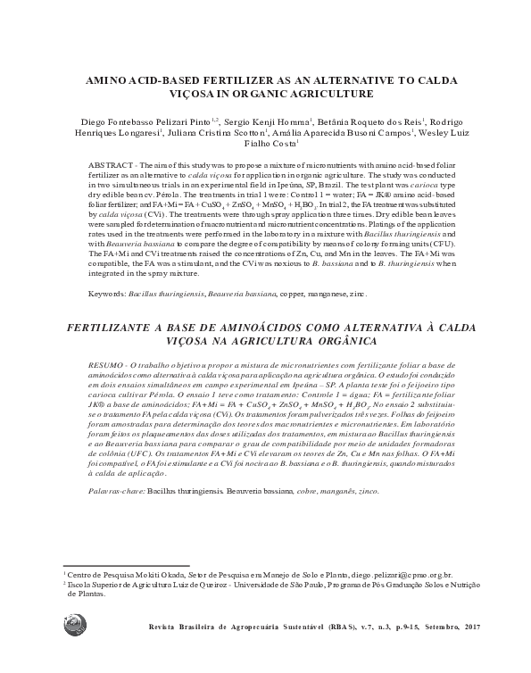 (PDF) Amino Acid-Based Fertilizer as an Alternative to Calda Viçosa in ...