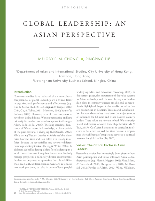 (PDF) Global Leadership: An Asian Perspective