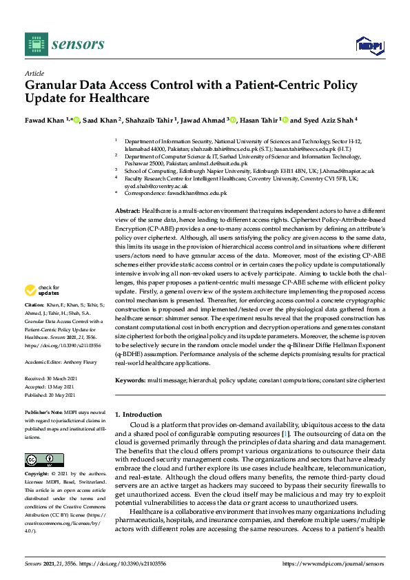 (PDF) Granular Data Access Control with a Patient-Centric Policy Update for Healthcare