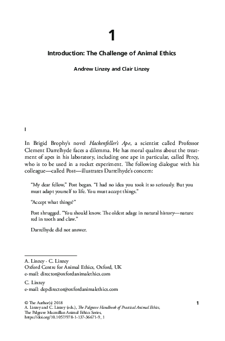 (PDF) Introduction: The Challenge of Animal Ethics