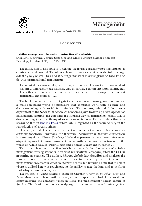 (PDF) Invisible management: the social construction of leadership