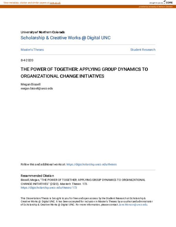 (PDF) The Power of Together: Applying Group Dynamics to Organizational ...