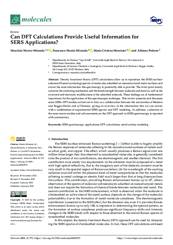 (PDF) Can DFT Calculations Provide Useful Information for SERS ...