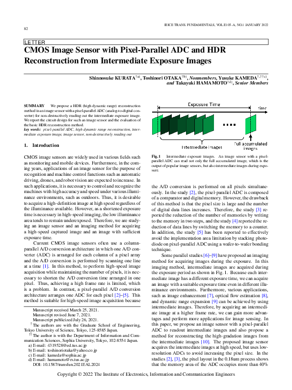(PDF) CMOS Image Sensor with Pixel-Parallel ADC and HDR Reconstruction from Intermediate ...