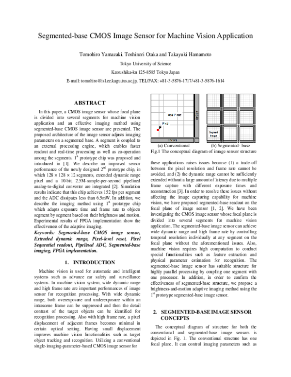 Pdf Segmented Base Cmos Image Sensor For Machine Vision Application