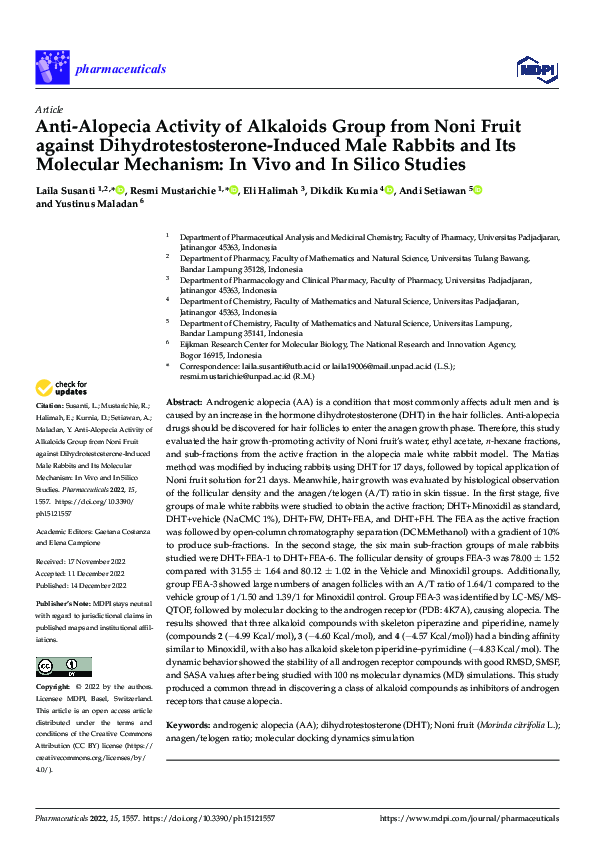 (PDF) Anti-Alopecia Activity of Alkaloids Group from Noni Fruit against ...