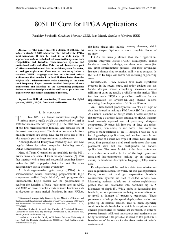 Pdf 8051 Ip Core For Fpga Applications 0189