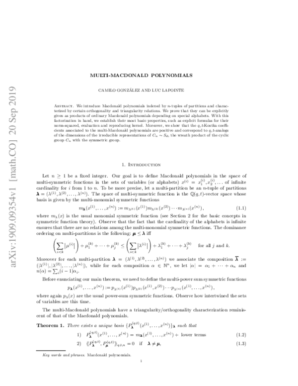(PDF) Multi-Macdonald polynomials | Camilo Rodríguez González - Academia.edu