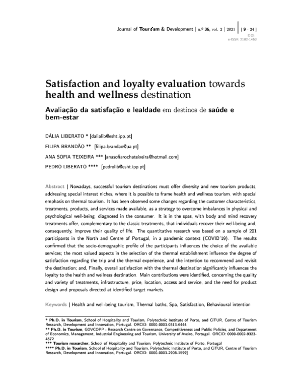 (PDF) Satisfaction and loyalty evaluation towards health and wellness ...