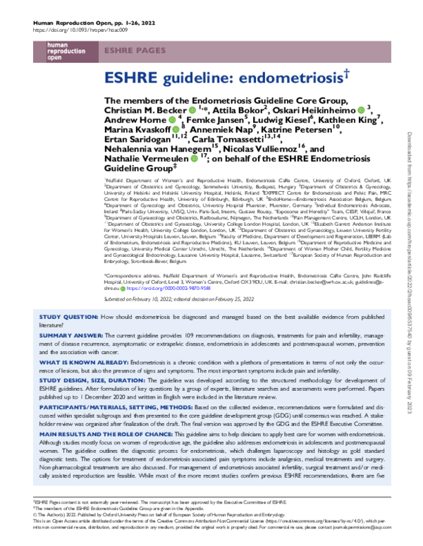 (PDF) ESHRE guideline: endometriosis