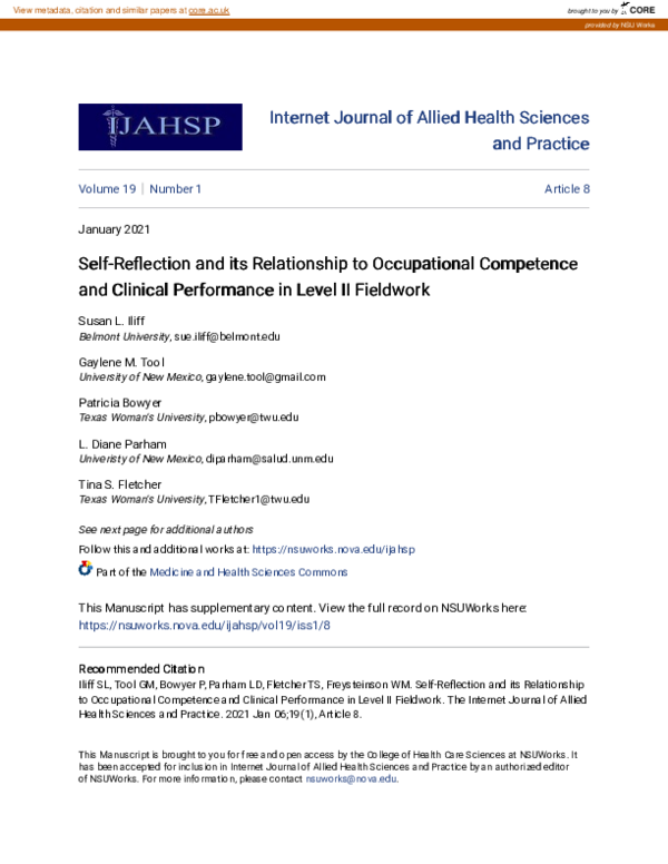 (PDF) Self-Reflection and its Relationship to Occupational Competence ...