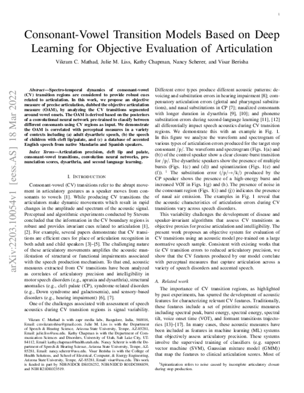(PDF) Consonant-Vowel Transition Models Based on Deep Learning for Objective Evaluation of ...