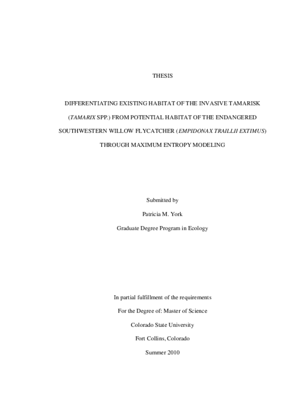 (PDF) Differentiating existing habitat of the invasive saltcedar ...