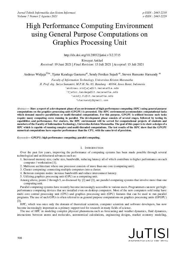 (PDF) High Performance Computing Environment using General Purpose ... (PDF) High Performance Computing Environment using General Purpose ...