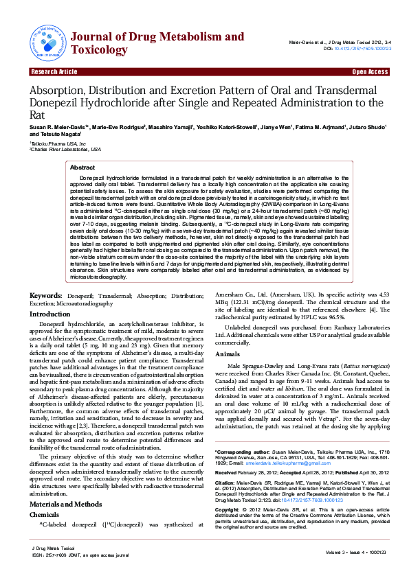 (PDF) Absorption, Distribution and Excretion Pattern of Oral and ...