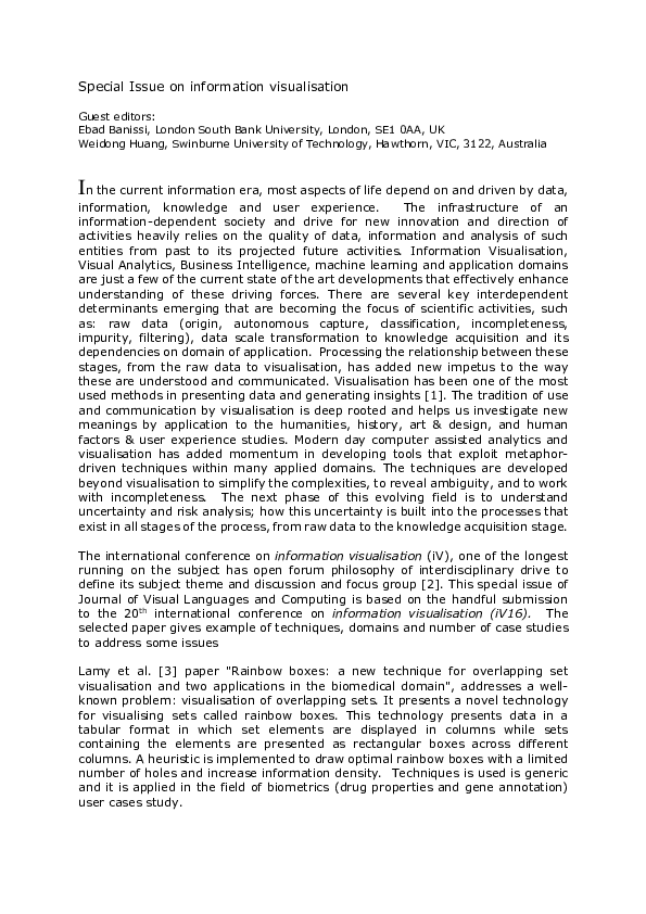 (PDF) Guest editorial: Special issue on information visualisation