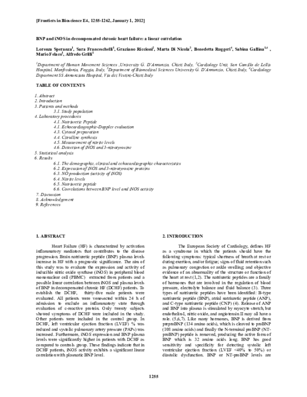 (PDF) BNP and iNOS in decompensated chronic heart failure: a linear ...