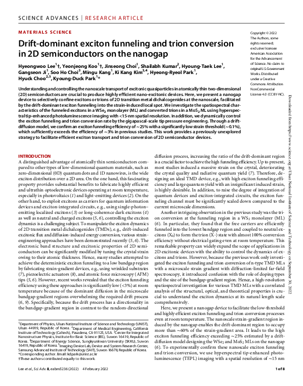 (PDF) Drift-dominant exciton funneling and trion conversion in 2D ...