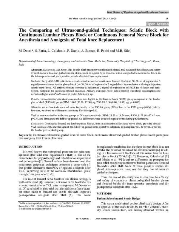 (PDF) The Comparing of Ultrasound-guided Techniques: Sciatic Block with ...