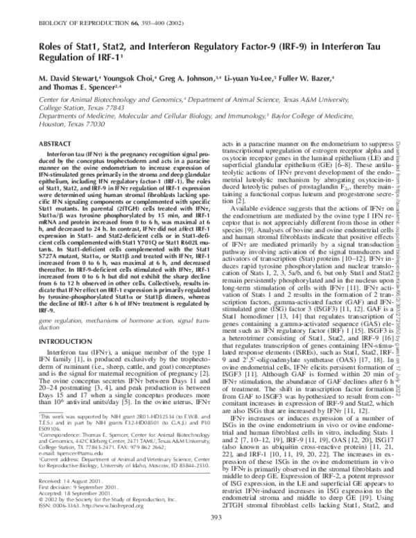 (PDF) Roles of Stat1, Stat2, and Interferon Regulatory Factor-9 (IRF-9 ...