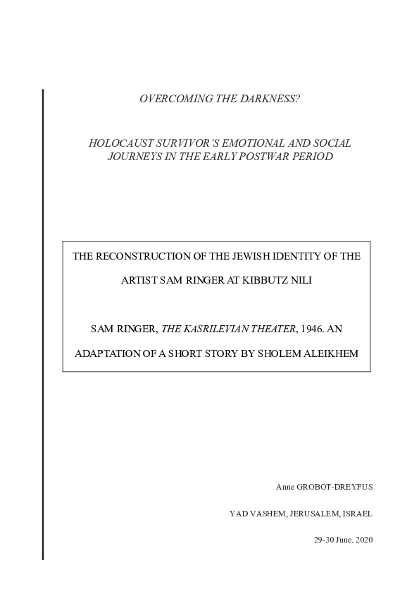 (PDF) The Reconstruction of the Jewish identity of the artist Sam ...