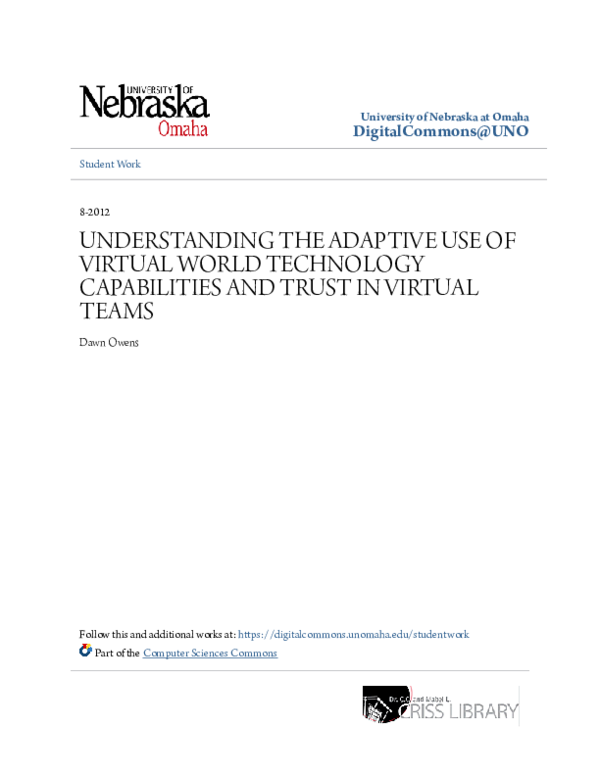 (PDF) Understanding the adaptive use of virtual world technology ...