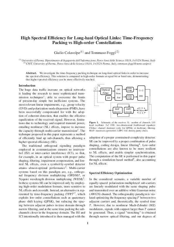 (PDF) High spectral efficiency for long-haul optical links: time ...