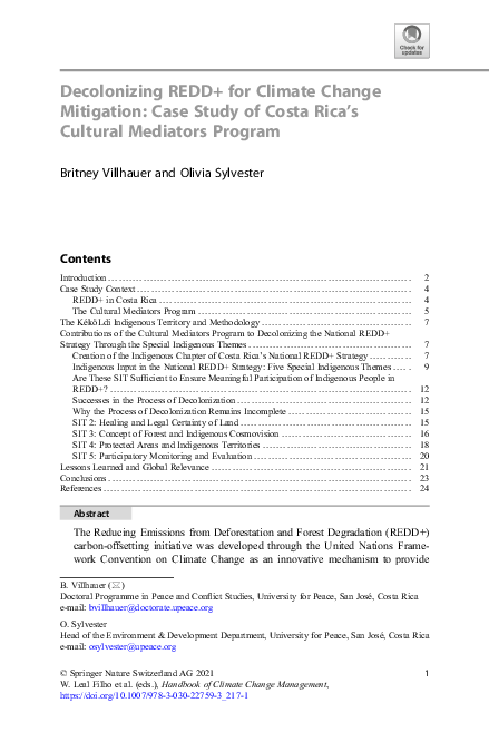 (PDF) Decolonizing REDD+ for Climate Change Mitigation: Case Study of ...