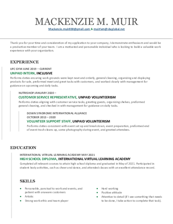 (DOC) MacKenzie Muir Resume