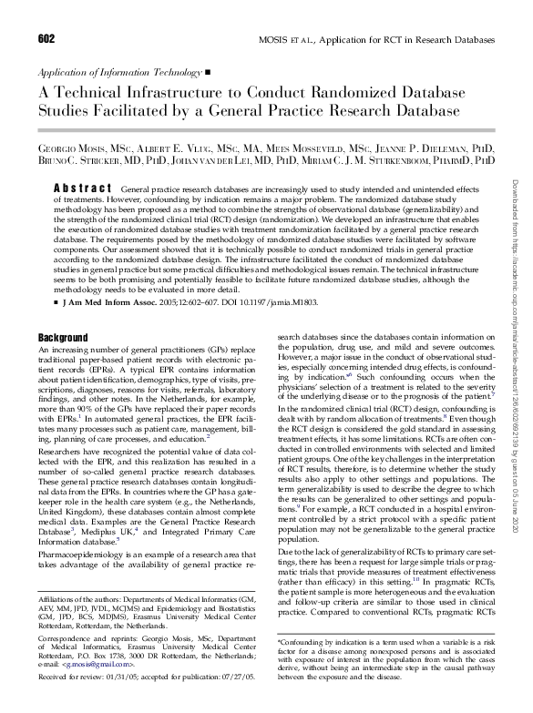 (PDF) A Technical Infrastructure to Conduct Randomized Database Studies ...