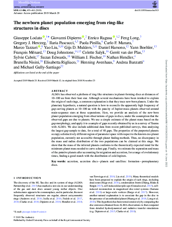 (PDF) The newborn planet population emerging from ring-like structures ...
