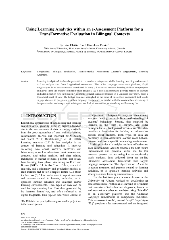 (PDF) Using Learning Analytics within an e-Assessment Platform for a ...