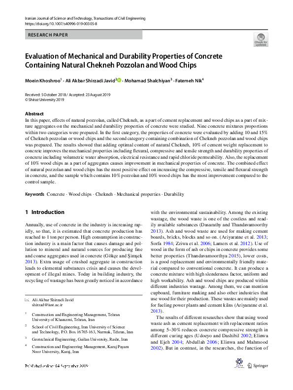 (PDF) Evaluation of Mechanical and Durability Properties of Concrete Paving Block Containing ...