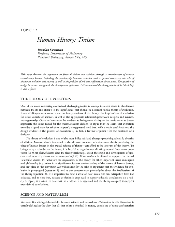 (PDF) ARTICLE: “Human History: Theism,” in Graham Oppy and Joseph ...