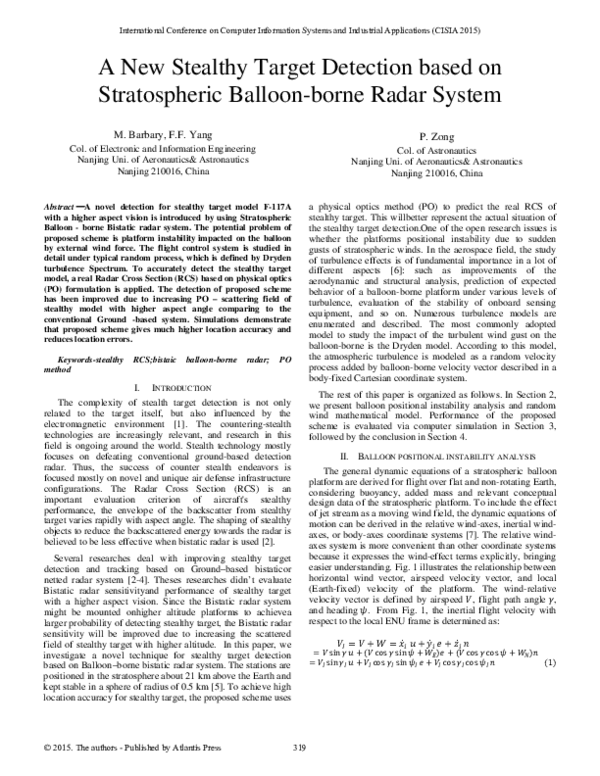 (PDF) A New Stealthy Target Detection based on Stratospheric Balloon ...